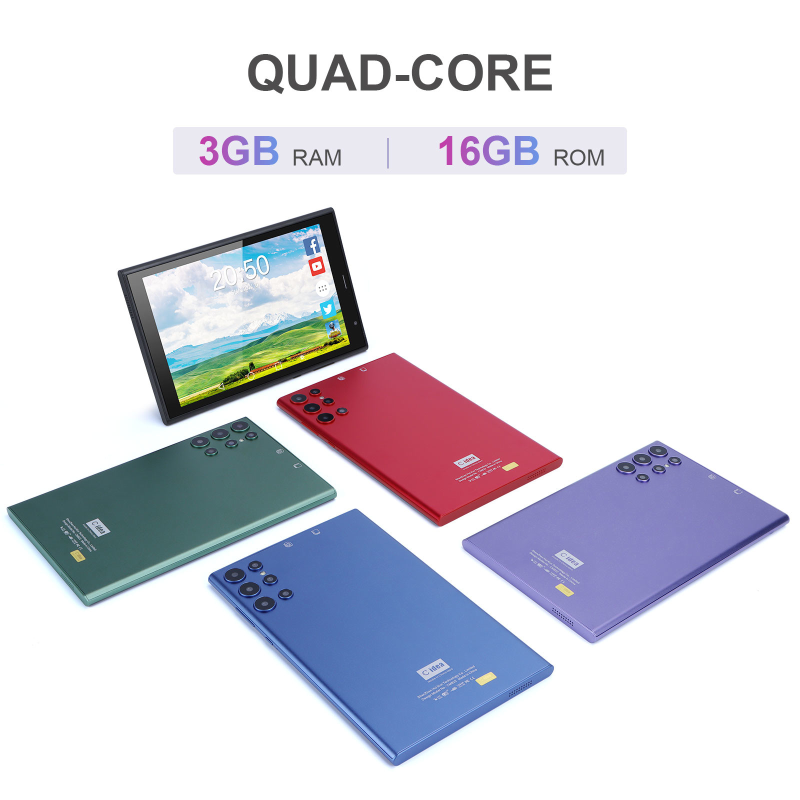 C Idea 8 polegadas Android 12 Tablet 8GB RAM 256GB ROM Modelo CM822